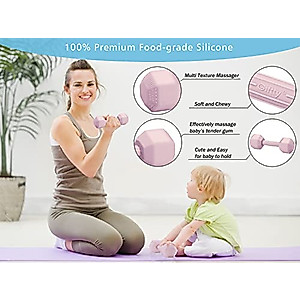 Baby Dumbbell Toy - Silicone Infant Rattle Teething Toy Teether Toddler Sensory Toy Durable Safe Exercises Workout Weight - Great Gift for Girls and Boys (1pcs - Black)