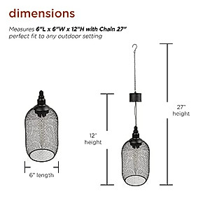 Alpine Corporation QTT391SLR-TM Solar Hanger w/White LED Light, 12", Black