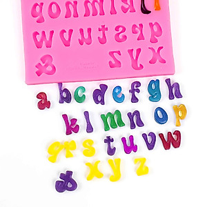 Palksky 3 Pieces Letter Molds for Chocolate Covered Strawberries, Silicone Fondant Molds for Breakable Hearts and Cake Decorating, Lowercase Uppercase Number Molds for Candy Gummy Ice Cube Tray Resin