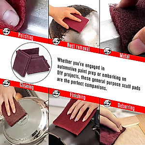 Scuff Pad, Maroon Scrub Pad 6" X 9", 7447 General Purpose Hand Pad, Scuff Pads for Paint Prep, Scuffing, Scouring, Sanding, Adhesion Scratch - Abrasive Finishing Pad (20PCS)