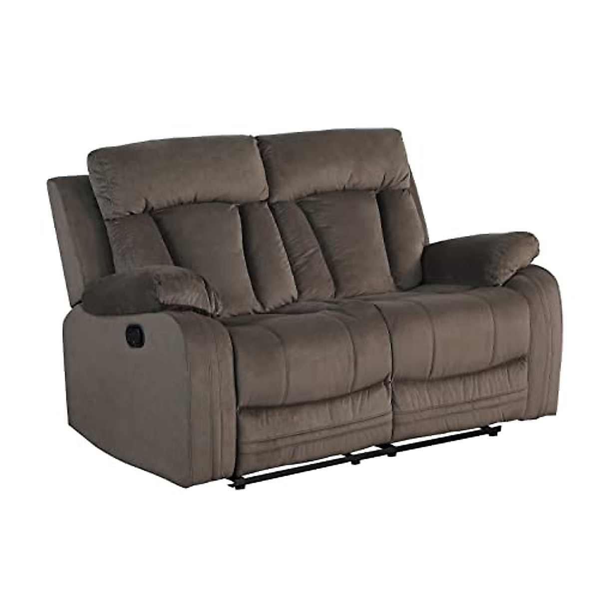 Blackjack Furniture Elton Microfiber, Modern Recliner Chair for Living Room and Home Theater, 63" W x 38" D x 40" H, Den Loveseat, Brown