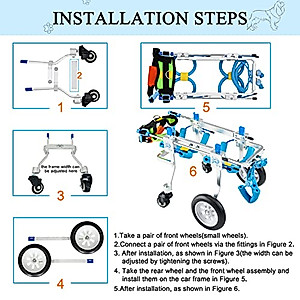 HobeyHove Adjustable 4-Wheel Dog Cart/Wheelchair, Animal Exercise Wheels，for Pet/Doggie Wheelchairs with Disabled Hind Legs Walking(7-Size) (XS)