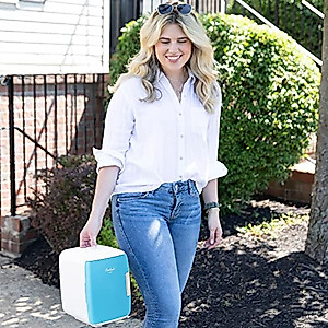 Cooluli Skin Care Mini Fridge for Bedroom - Car, Office Desk & Dorm Room - Portable 4L/6 Can Electric Plug In Cooler & Warmer for Food, Drinks, Beauty & Makeup - 12v AC/DC & Exclusive USB Option, Blue