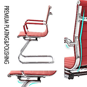 HNY Leather Office Guest Chairs & Reception Chairs Set of 10, Modern Waiting Room Chairs with Arms, Desk Chair no Wheels with Sled Base for Waiting Room/Conference Room, Burgundy