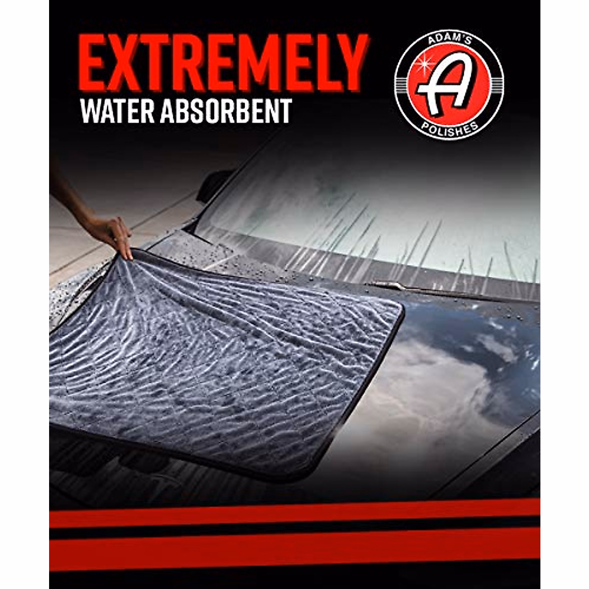 Adam's Jumbo Plush Drying Towel 33 x 29 inches 1500 GSM - The Most Absorbent Microfiber Drying Towel You Have Ever Used (1 Pack)