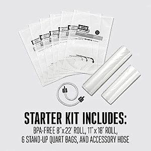 WESTON BRANDS Wet & Dry Vacuum Sealer Machine with Date Code Stamp & Built-In Cutter, 2 Roll Storage & Starter Kit, Pulse Button for Delicate Food, Black (65-1601-W)