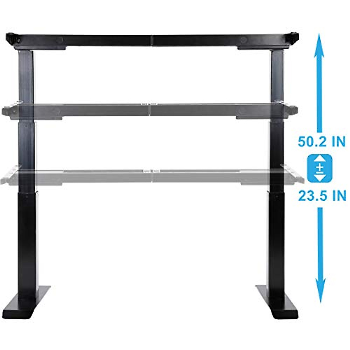 UNICOO - Electric Stand Up Desk Frame with Dual Motor, 3 Stage Up Lifting Legs, Rise UP Electric Adjustable Height and Width Standing Desk Frame with 4 Memory Keypad (Dual Motor Frame - Black)