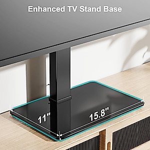 Universal TV Stand, Swivel TV Stand Base Fits Most 37 to 70 Inch LCD LED Screens, 9 Levels Height Adjustable Table Top TV Stand with Tempered Glass Base, Holds up to 88lbs, Max VESA 600x400mm