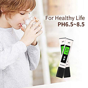 MEASUREMAN PH Meter and TDS Meter Combo，0-14 PH Value, 0.01 Resolution TDS Meter, EC Meter & Temperature Meter 3 in 1, Accuracy ± 2%, 32.0-176.0°F Green Backlight Meter"