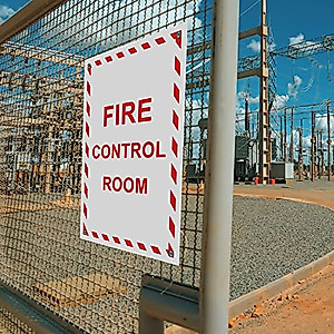 BannerBuzz Fire Control Room Sign with Graphic Aluminum Metal Safety Compliance Sign (24" W X 36" H)