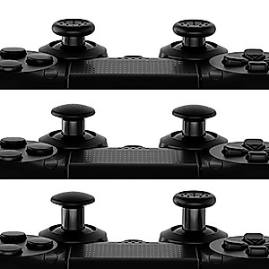 eXtremeRate ThumbsGear Interchangeable Ergonomic Thumbstick for PS5 Controller, for PS4 All Model Controller - 3 Height Domed and Concave Grips Adjustable Joystick - Black