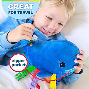 Buckle Toys - Blu Whale - Develop Motor Skills and Problem Solving - Counting and Color Recognition - Sensory Toddler Travel Toy