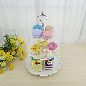 3-Tier White Silver Plastic Dessert Stand Pastry Stand Cake Stand Cupcake Stand Holder Serving Platter for Party Wedding Home Decor-Small-Set of 2