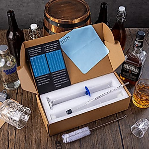 Hydrometer Alcohol Meter Test Kit, Distilled Alcohol 0-200 Proof & 0-100 Tralle with Hydrometer Test Glass Jar, Alcohol Proof Tester for Proofing Distilled Spirits & Moonshine Testing
