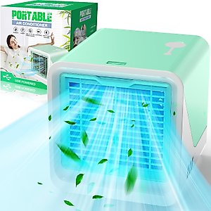 Portable Air Conditioner, 3 Wind Speeds 500 ML USB Personal Mini Air Conditioner, Quiet Evaporative Air Cooler with 7 Color Light, Portable Ac Unit Fan for Room, Tent, Bedroom, Car, RV, and Camping