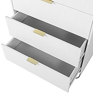 Scurrty 4 Drawer Dresser, Storage Cabinet, Tall Drawers Chest Organization for Closet, Bedroom, Office File Nightstand, Living Room, Entryway with 4 Metal Legs Anti-Tipping Device(Set of 1, White)