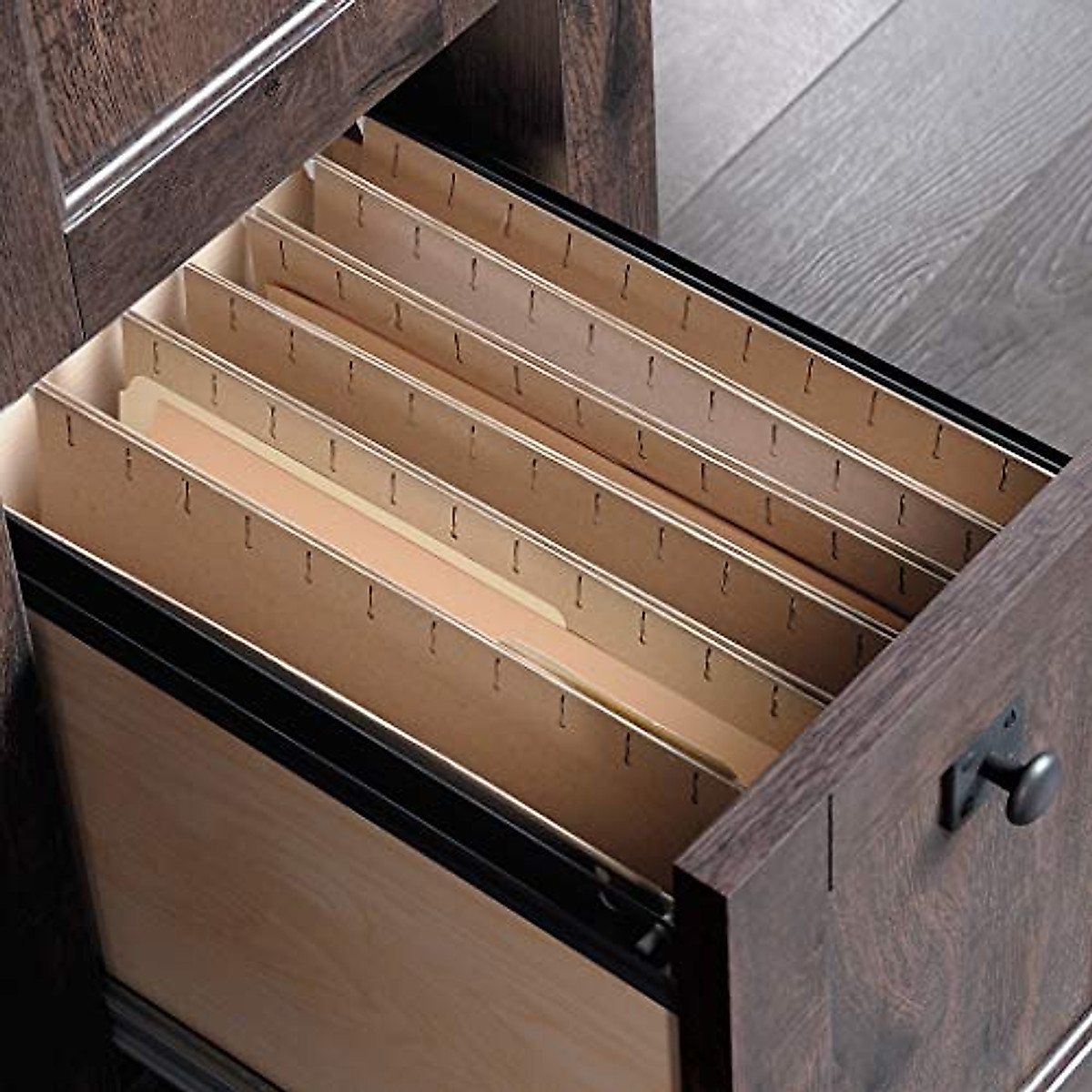 Sauder Carson Forge Computer Desk, Coffee Oak finish