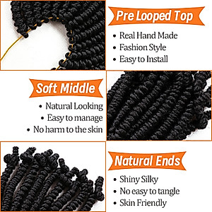 8 Packs Short Bob Spring Twist Crochet Hair 6Inch Pretwisted Passion Twist Hair Pre Looped Crochet Braids Hair for Black Women (6 Inch, 1B#)