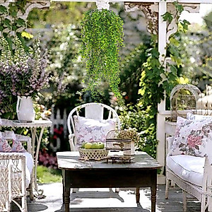 MHMJON 2Pcs 32.67 Inches Artificial Hanging Plants Outdoor UV Resistant Plastic Fake Hanging Boston Fern Vines for Wall Indoor Hanging Baskets Kitchen Home Garden Wedding Garland Decor