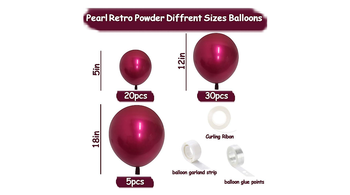 HIBAO Burgundy White Nude Balloons Double Stuffed Pearl Balloon Garland ...