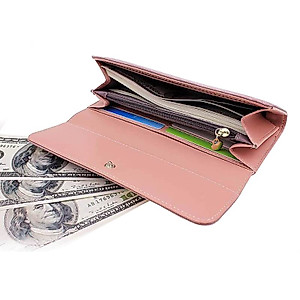 Custom Engraved Wallets for Her Personalized Photo Wallet Customized Mother's Day Gifts (Pink)