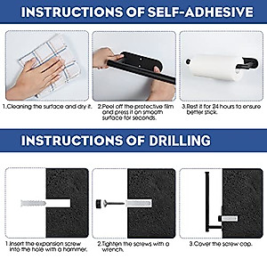 Paper Towel Holder, Under Cabinet Paper Towel Holder for Kitchen, Self Adhesive Paper Towel Roll Holder Wall Mount, SUS304 Stainless Steel Paper Towel Rack Stick on Wall for Bathroom