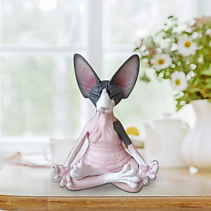 Cat Figurines Home Decor, Resin Sculpture Buddha Meditation Statue Knick Knacks Yoga Animal Cats Model Art Sculpture Micro Landscape Decoration for Garden Home Office Cat Lovers (Flower)