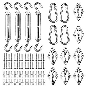 80pcs Shade Sail Hardware Kit 6 Inch for Rectangular Triangular Sun Shade Sail Installation, 304 Stainless Steel Shade Sail Hardware for Garden Courtyard Outdoors
