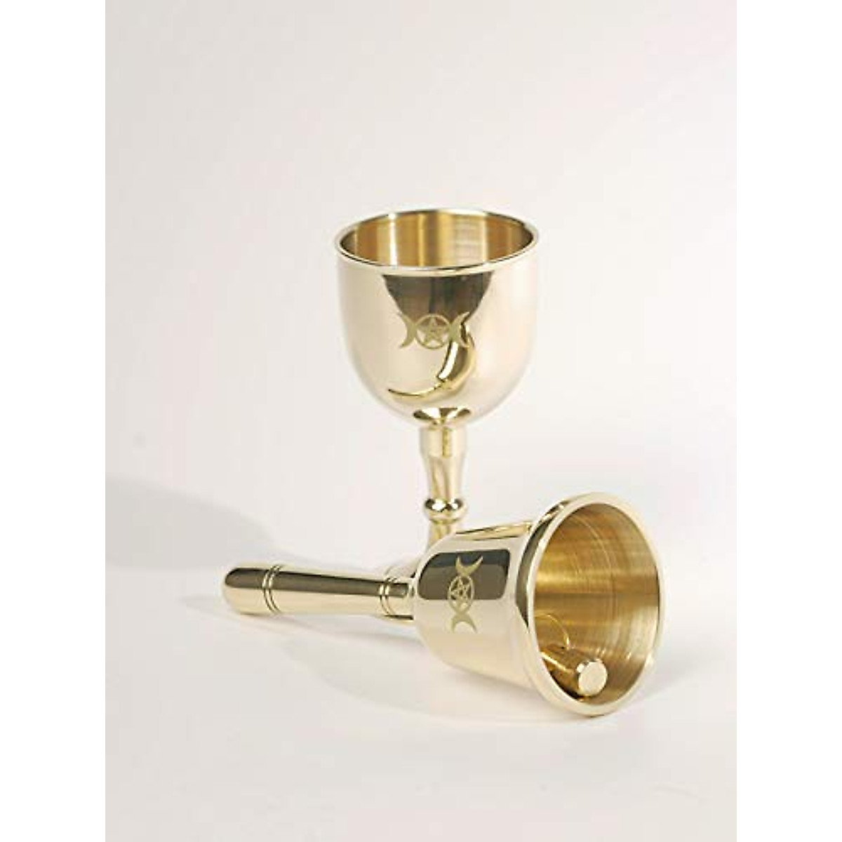 Gbrand Mini Altar Bell and Altar Chalice, Triple Moon Goddess and Pentagram Wiccan Supplies and Tools, Altar Ritual Kit