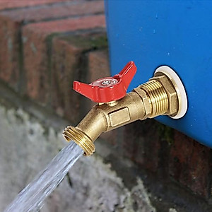 WADEO Brass Rain Barrel Quarter Turn Ball Valve Spigot with Bulkhead Fitting