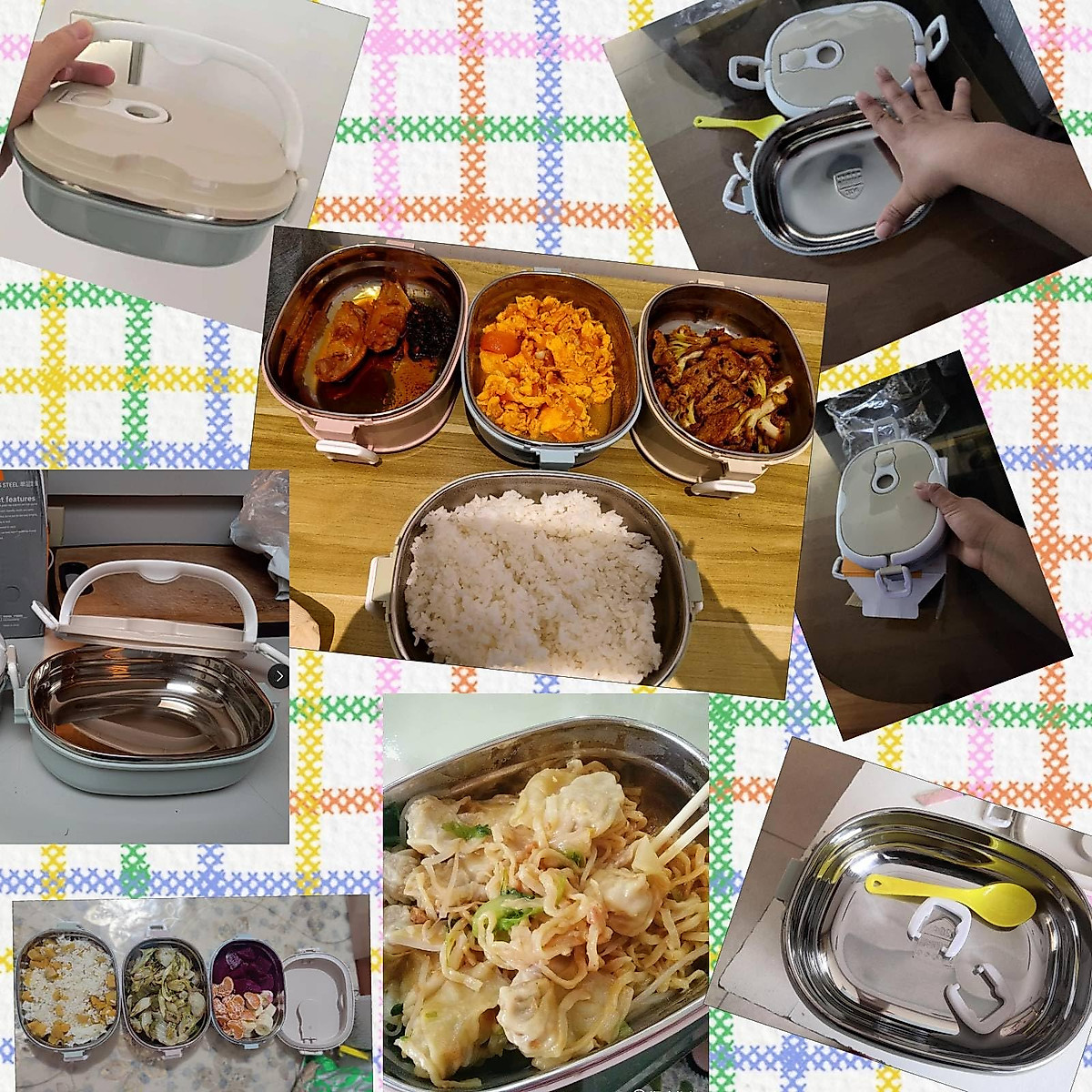 Niiyen Lunch Box 900ml 1 Layer Hot Food Lunch Containers Portable Stackable 304 Stainless Steel Adult Kids Bento Lunch Box Cold and Hot Food Storage for School Office Outdoor Travel