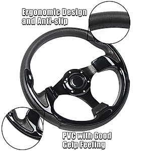 Universal EZGO Steering Wheel with Black Aluminum Frame Golf Cart Steering Wheel Fit for Yamaha Club Car DS and Precedent Steering Wheel