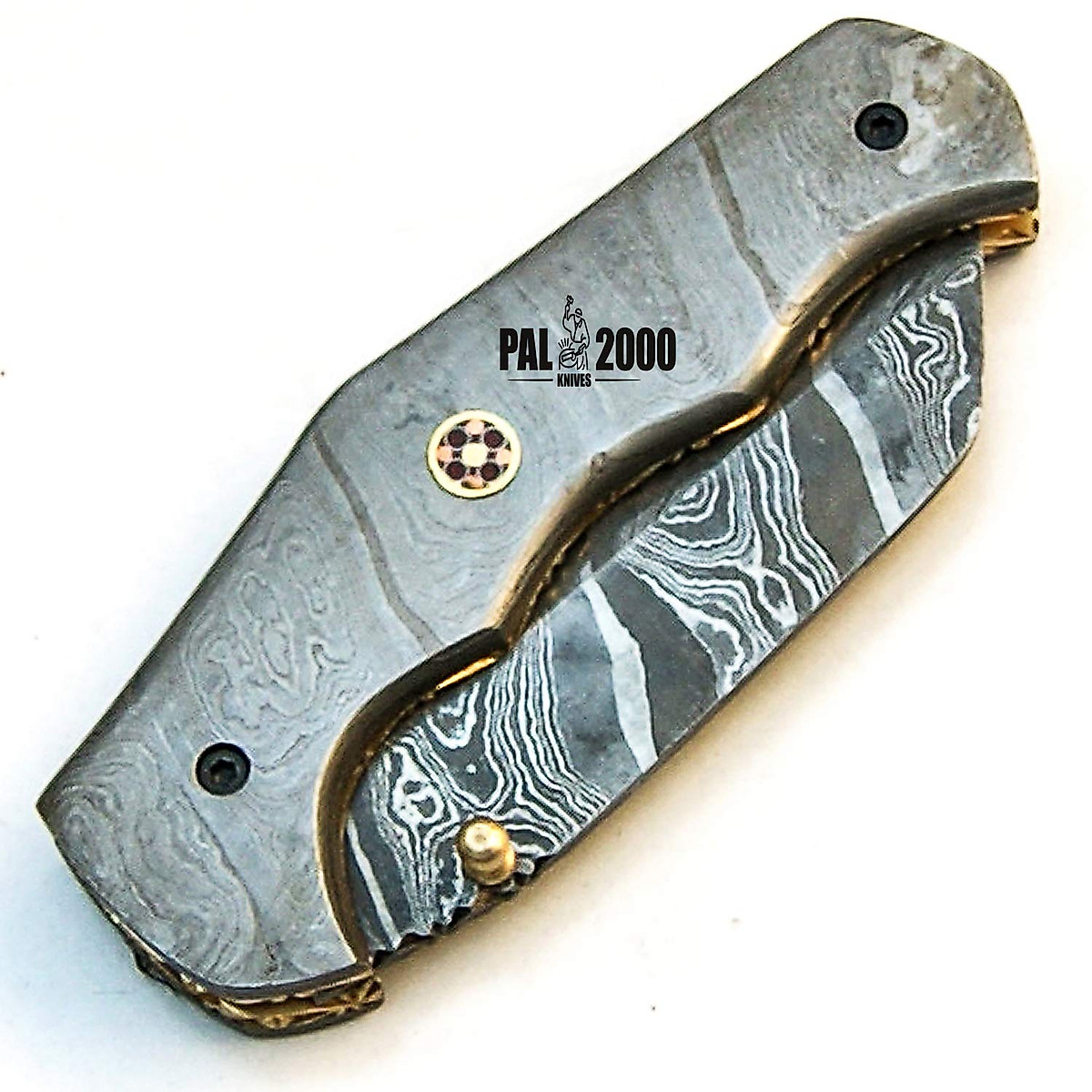 POC-9453 Handmade Damascus Steel 7.4 Inches Folding Pocket Knife - Damascus Handle
