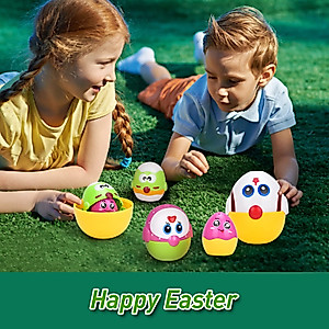 Easter Basket Stuffers Babies, Nesting Easter Eggs Toy Baby Easter Basket Suffers 1 Year Old, Baskets Stacking Toy for Kids，8 Pcs Matching Game for Age 1 2 3 Years Old, Easter Gifts for Toddler Boys