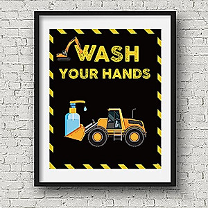 SUUURA-OO Funny Truck Bathroom Art Prints Set of 4 (8”X10”), Truck Wall Art Poster for Nursery, Boys, Son, Nephew, Kids Bathroom Decor, No Frames (Black)