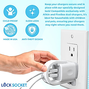 Lock Socket Charger Lock for Ailkin Dual Chargers Anti-Theft & Tug-Proof Charger Lock System A Safety Device to Prevent Unplugging Simplest Way to Lock Your Charger to Wall Plate via Security Screw