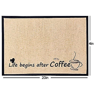 Silanto Coffee Bar Mat, Coffee Station Decor Fabric Coffee Mat for Coffee Bar Home Decor Daily Use 20x14inch… (Life begins after coffee)