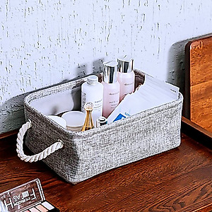 kemengsuer Storage Shelf Baskets Bins Organizer - Decorative Collapsible Fabric Basket with Handles, Storage Bin Box Baskets for Organizing Shelves Gifts Empty Toys - (Small,12.2L×8.3W×4.7H inch)