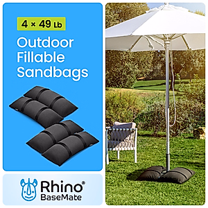 BaseMate Umbrella Base Weights | Outdoor Fillable Sand Bags for Weight | Weatherproof Patio Furniture Weights | 4 SandBags for 49 lb. | Arched Sand Bags to Hold Down Umbrella Stand & Outdoor Furniture