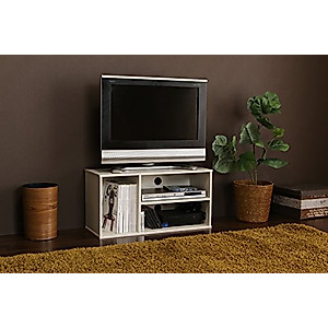 IRIS USA Wooden Modular Media Box, TV Stand with Holes for Cords from Television Stereo Game System and Other AV Equipment, Off White