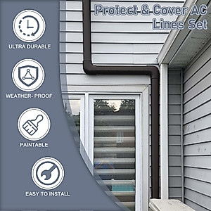 Flamorrow 3" 16Ft Brown AC Line Set Cover Kit, Decorative PVC Tubing Cover Kit for Ductless Mini Split Air Conditioner, Central AC and Heat Pump System