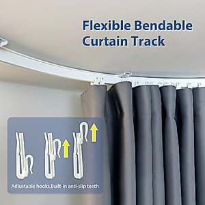 cbsroro Room Divider Curtains Ceiling Curtain Track Sets Blackout Curtains Ceiling Track for Curtain Flexible Track Curtain Extra Wide，W 8.3 x H 7ft 1Panel Grey Curtain and White Track