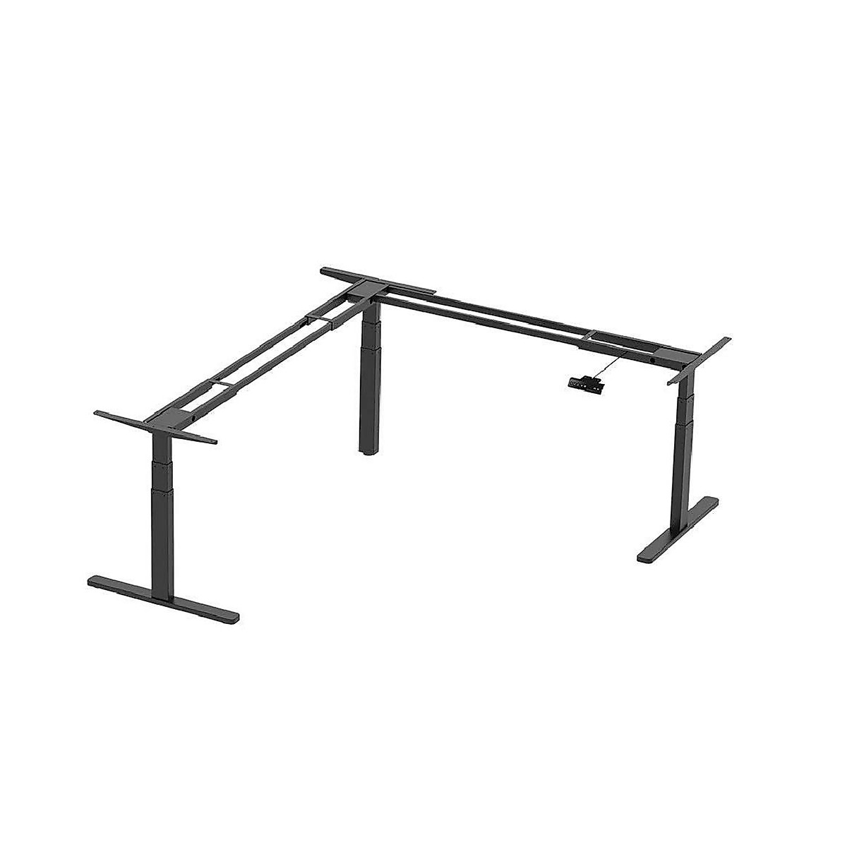 Monoprice Triple Motor Height Adjustable Sit-Stand Corner Desk Frame - Black | 3 Leg Corner, L Shaped Table Base, Programmable Memory Settings - Workstream Collection