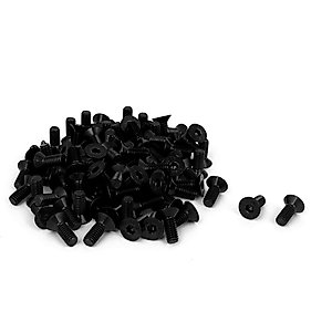 uxcell M4 x 10mm Metric Hex Socket Countersunk Head Screw Bolts Black 100PCS