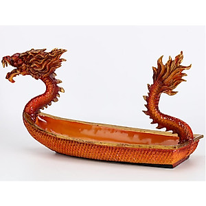 HONHPD Resin Sushi Boat Serving Tray, 23.3 Inch Seafood Plate, Japanese Food Tableware, Salmon Platter, Dry Ice Plate, Large Sushi Boat Plate for Sashimi Board Seafood Party,Coloured Copper