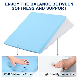 ROCYJULIN Wedge Pillow for Sleeping, 9 & 12 Inch Adjustable Memory Foam Incline Elevated Pillow Wedge, Triangle Wedge Pillows for After Surgery, Acid Reflux and Snoring, White
