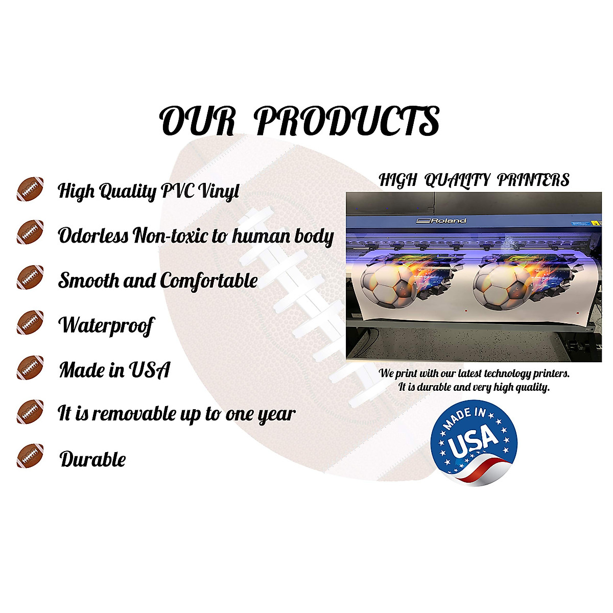 Customized For You Large 3D Wall Decal - Self Adhesive and Removable Vinyl Sticker - Break Through Image - Mural Art - Decor for Boys and Kids Bedroom, Study Room (Flying Fire Football (24"x24"))