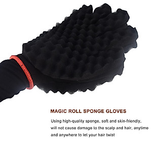 BIMIGET Hair Sponge Set (Black-A) - Magic Twist Curl Glove, Afro Brush, Metal Pick Comb for Styling