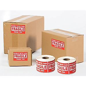 9527 Product 2'' x 3'' Fragile Stickers with Care Warning - Shipping Labels Stickers,500 Labels/Roll, 1 Roll