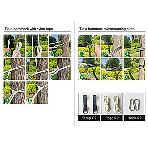 Bellzacasa Double Hammock, Heavy Duty 500 lb Load Capacity Tassels and Fishtail Knitting with Mounting Straps for Outdoor Camping Patio Balcony Black